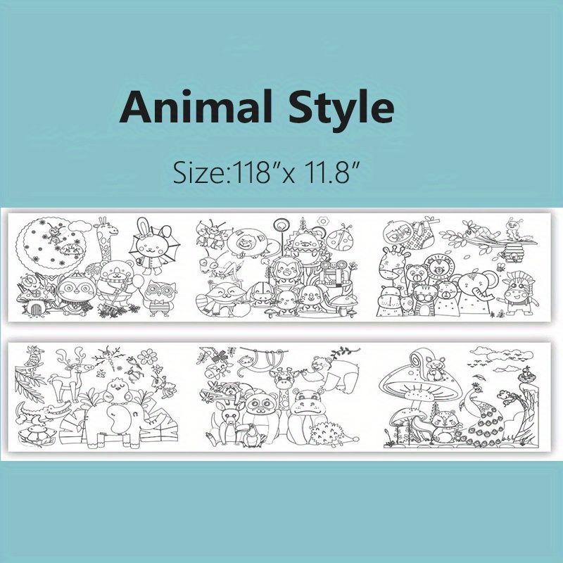 118×118インチ 子供用絵巻物 子供用ぬり絵巻物 リトル ト用粘着diy絵画用紙ロール カラーフィリングペーパー ギフト 壁ぬり絵紙