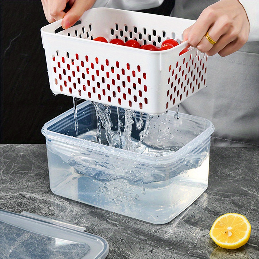 Kitchen Food Sealed Fresh-keeping Box, Fruit And Vegetable Drain ...