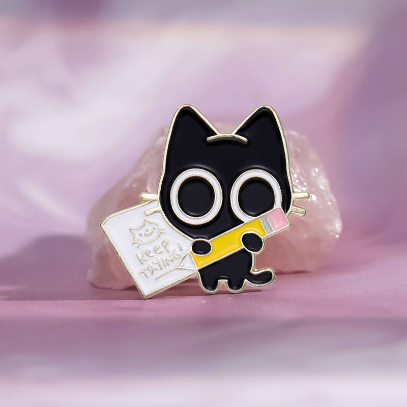 black cat shape animal theme brooch cartoon clothing - {region_name}