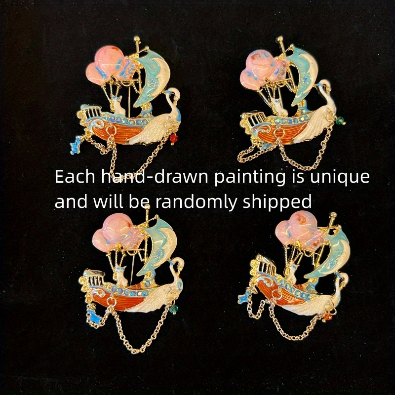 Romantic Swan Boat Brooches Man Unisex Enamel - Temu Philippines