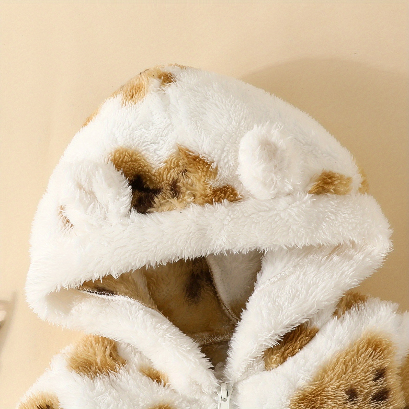 Baby Cute Bear Graphic Hooded Coat Ears Kids Zip Fleece - Temu