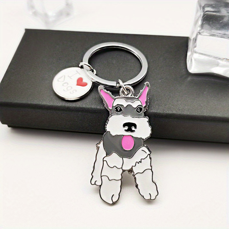 Gray Schnauzer Pet Dog Shaped Key Ring Key Chain Portable - Temu United ...