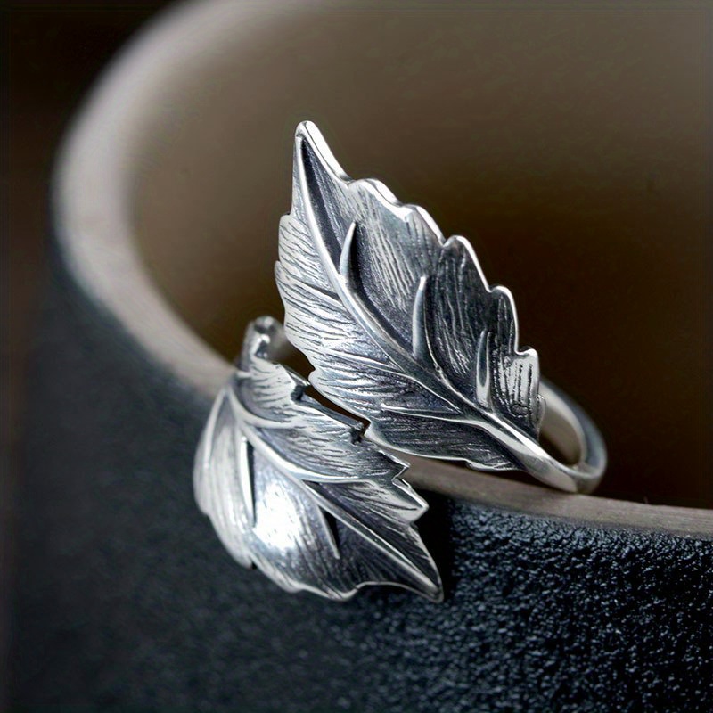 retro leaves rings women man personality opening rings high - Temu Australia