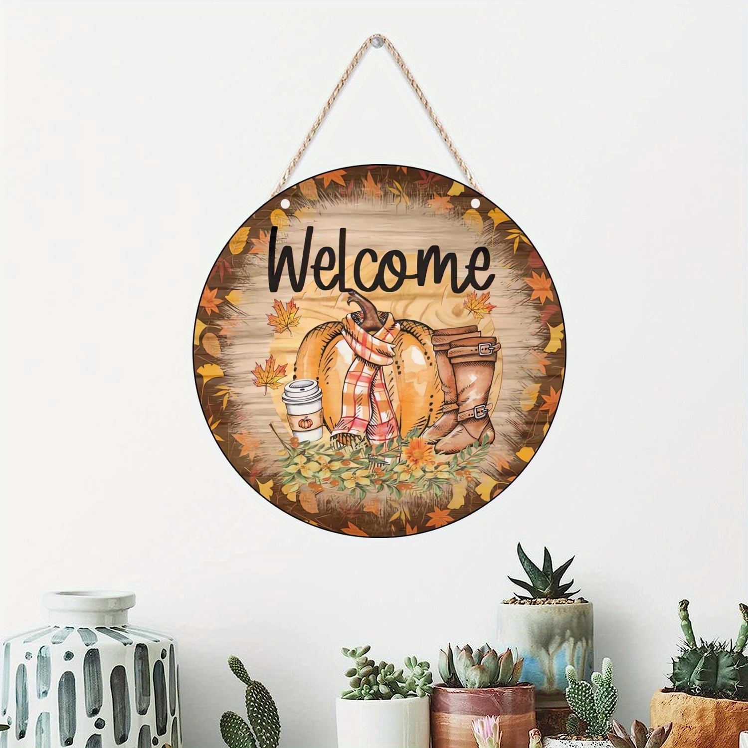 Welcome Pumpkin Round Wood Sign Home Garage Wall - Temu Australia