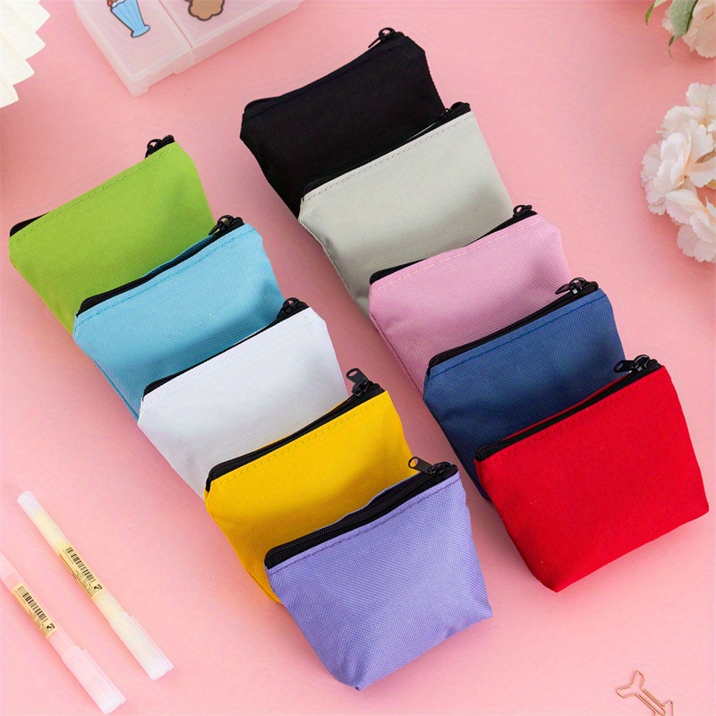 solid color canvas coin purse simple pencil case mini makeup - Temu ...