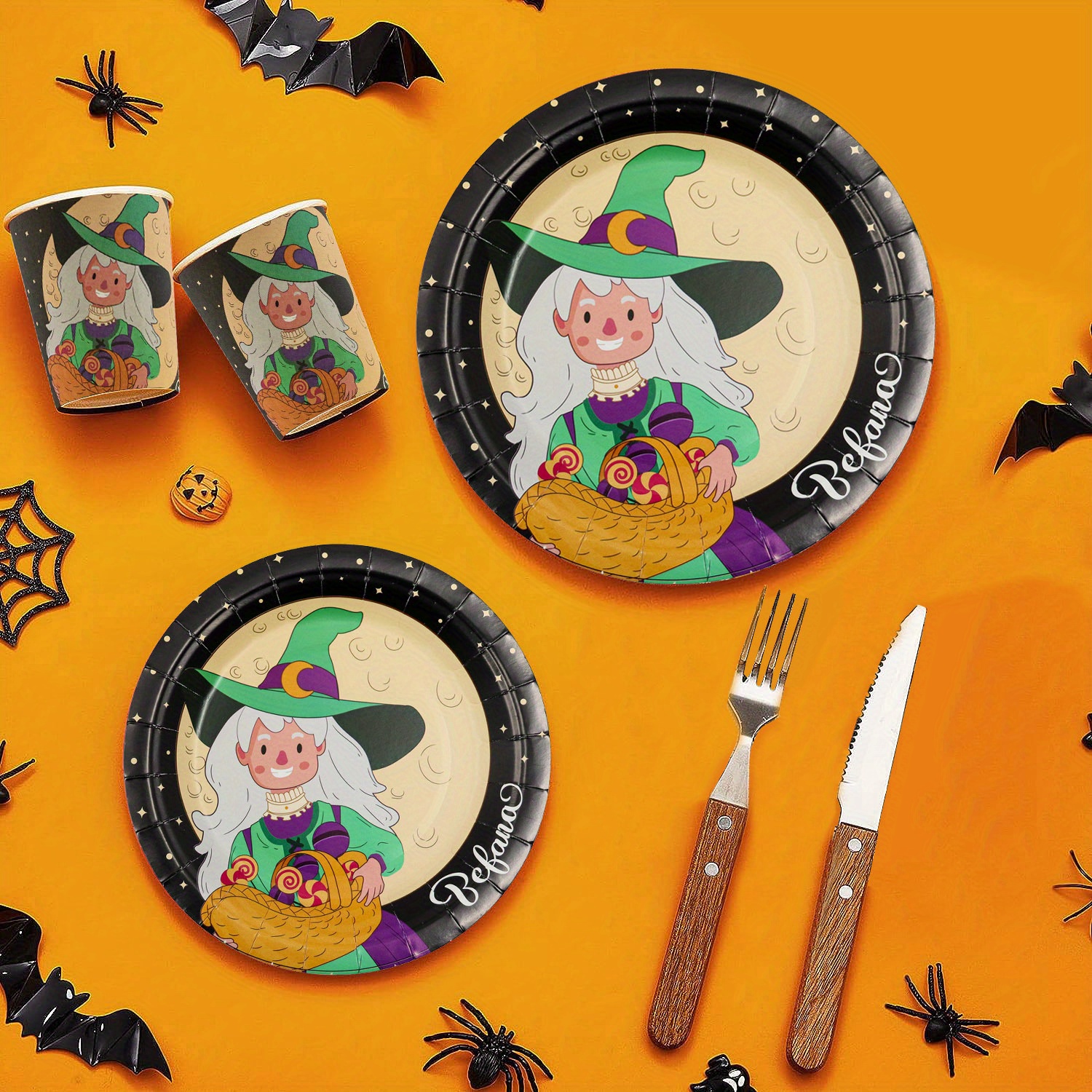 halloween paper plates paper cup sets witch halloween - Temu New Zealand