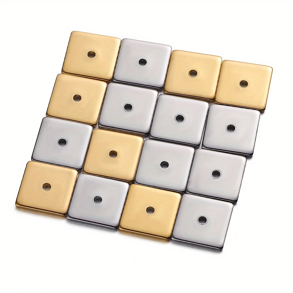 2 Colors Stainless Steel Square Flat Spacer Beads Jewelry - Temu Australia
