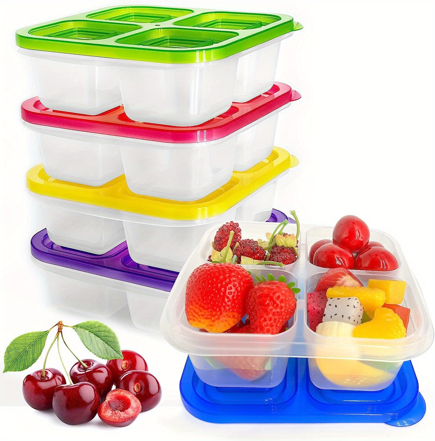 storage containers 4 compartment bento snack boxes lid - Temu Canada