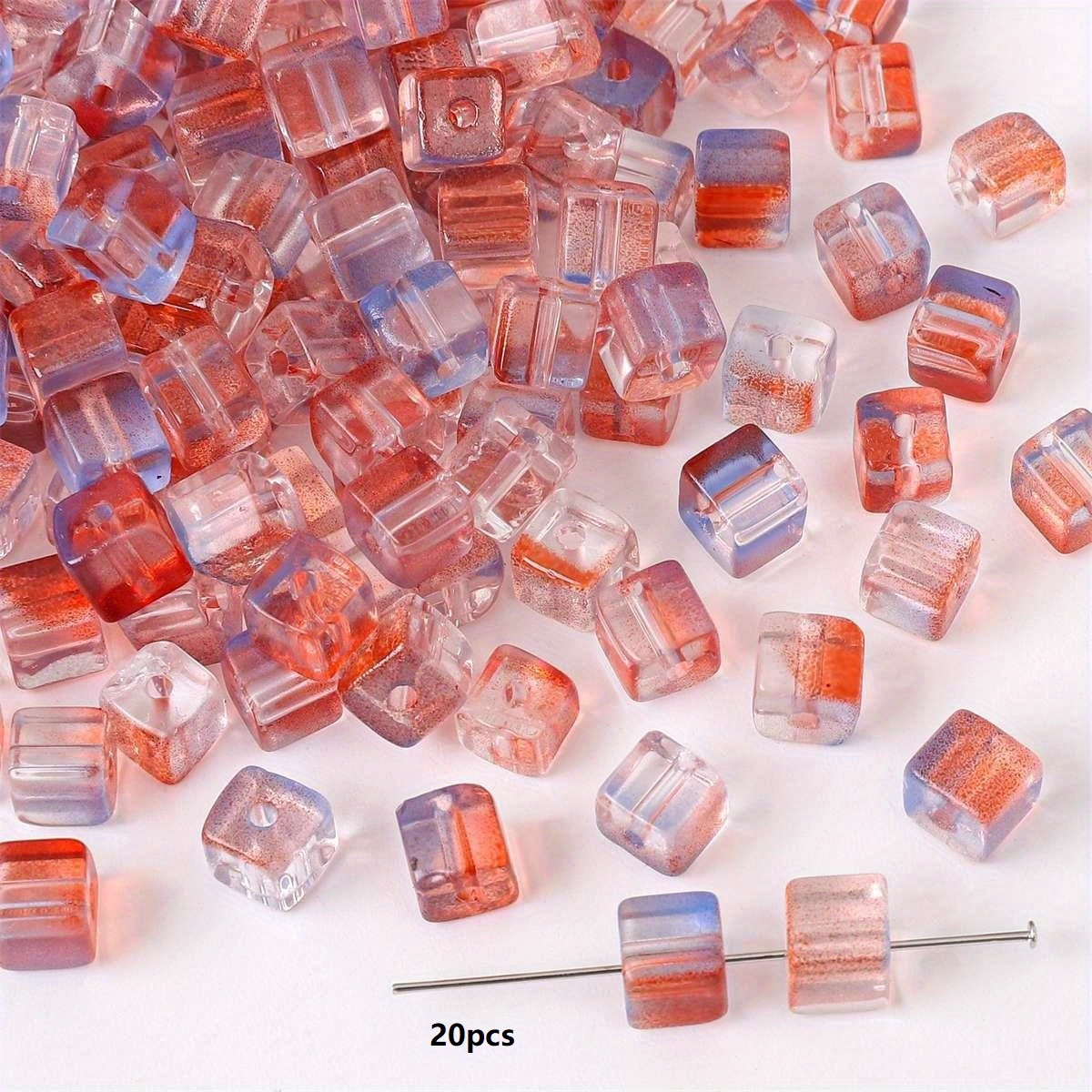 Colorful Transparent Glass Gradient Color Square Glass Loose - Temu ...