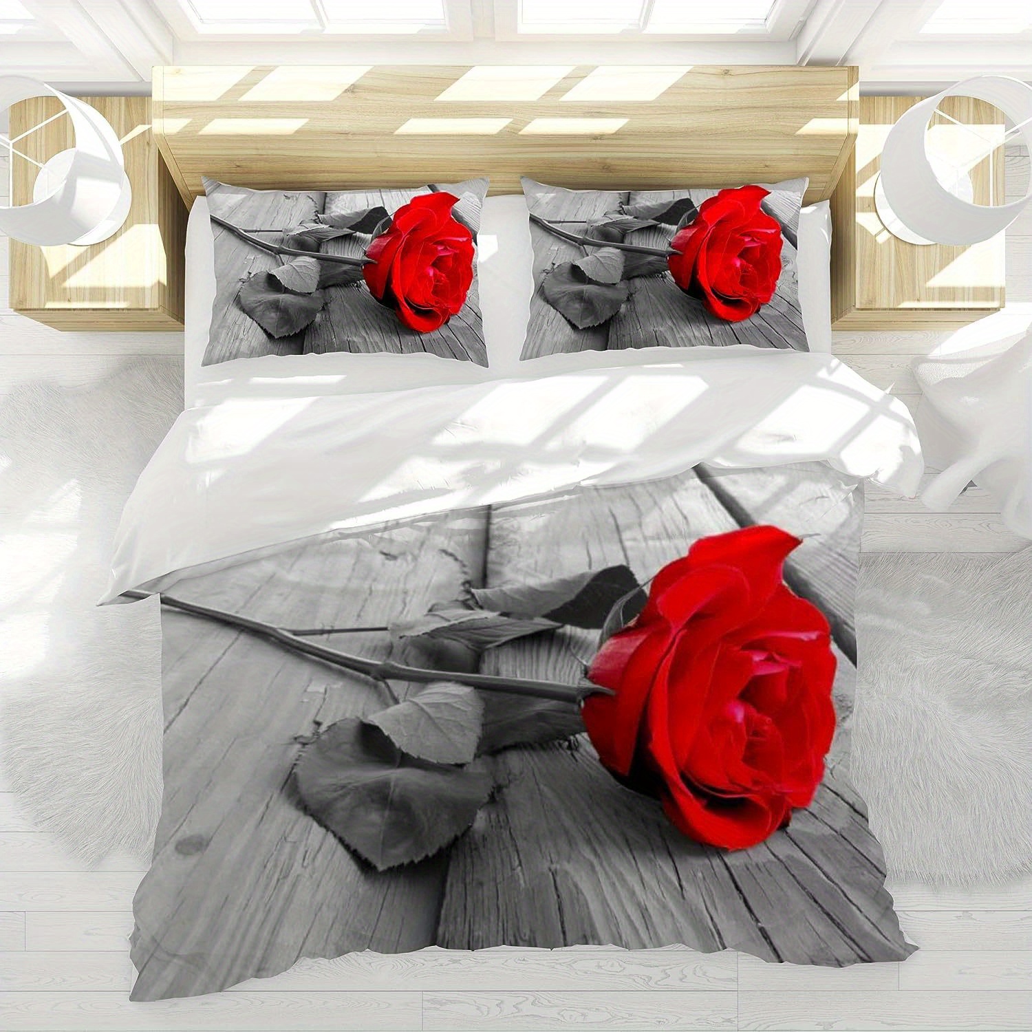 3d rose flower printed duvet cover set (1 duvet cover + 1/2 - Temu Canada