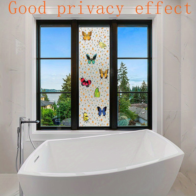 Butterfly Flower Privacy Window Film Non Adhesive Heat - Temu United ...