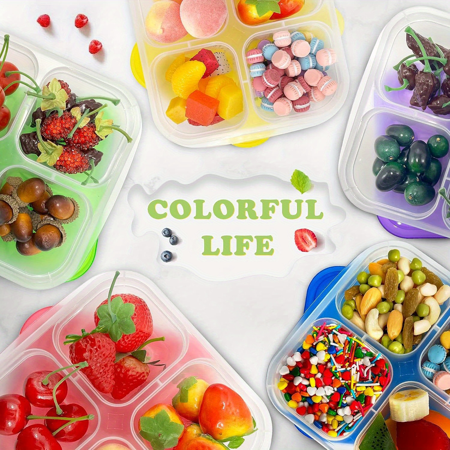 storage containers 4 compartment bento snack boxes lid - Temu Canada