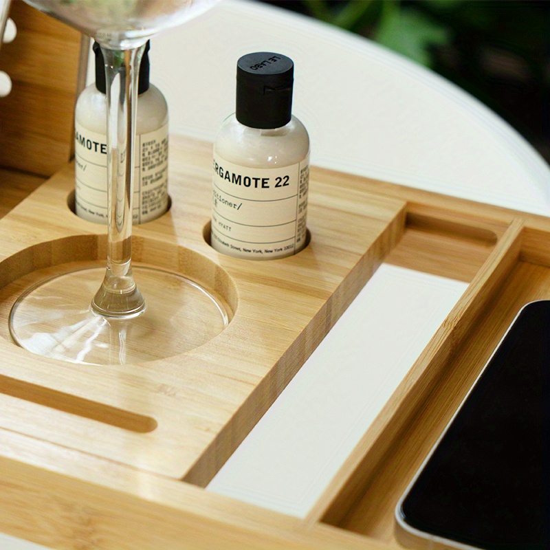 Bamboo Bathtub Tray Wooden Bathtub Shelf Extendable Wood Pad - Temu