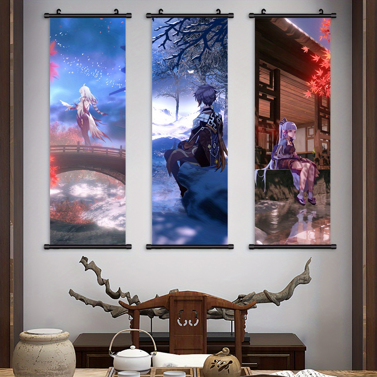 Japanese Anime Style Plastic Hanging Painting Beautiful - Temu