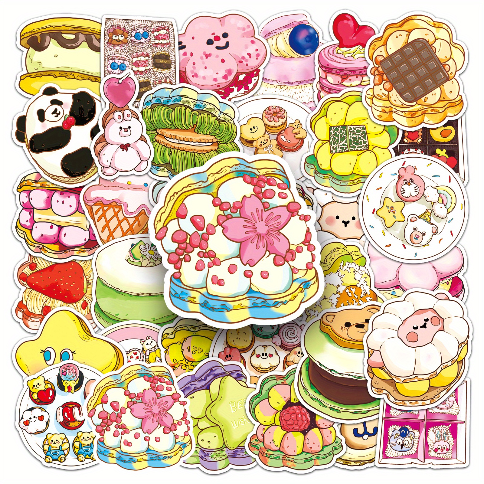 Macaron Cake Cartoon Cute Food Stickers Mobile Phone Diary - Temu New ...