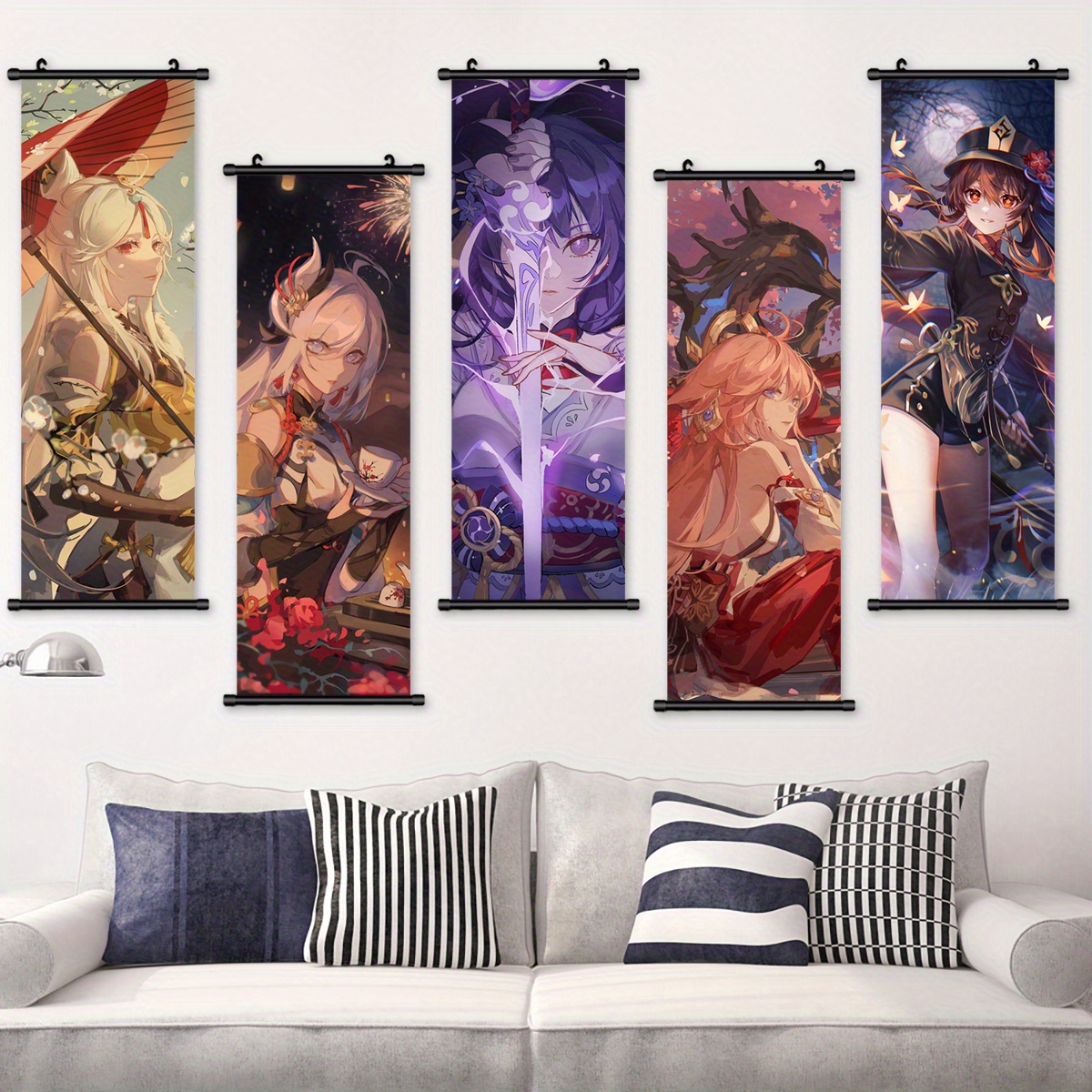Japanese Anime Style Plastic Hanging Scrolls Painting Game - Temu