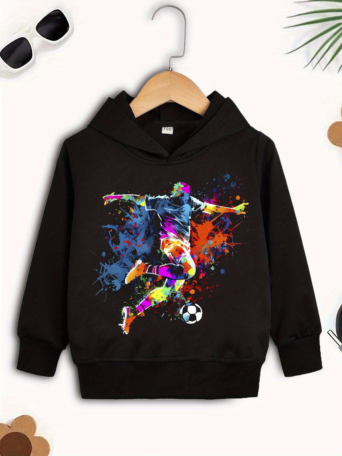 Colorful Splash Ink Football Player Print Boys Casual - Temu United Kingdom