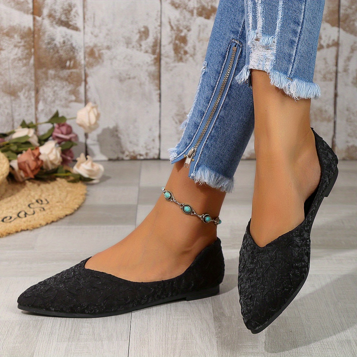 Pleated Design Flat Shoes Women s Elegant Point Toe Dress - Temu Canada