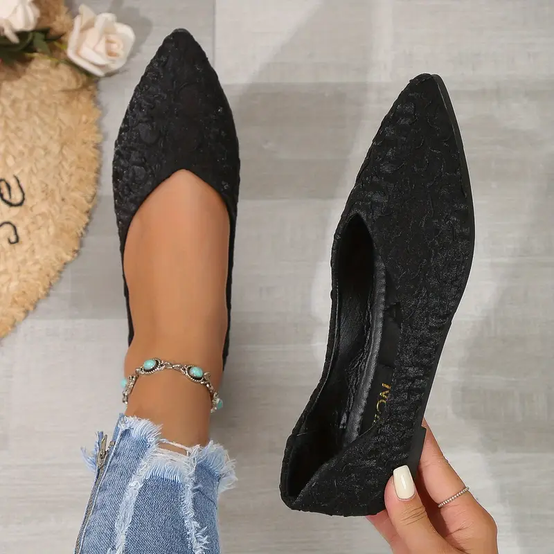 Pleated Design Flat Shoes Women S Elegant Point Toe Dress Temu Australia