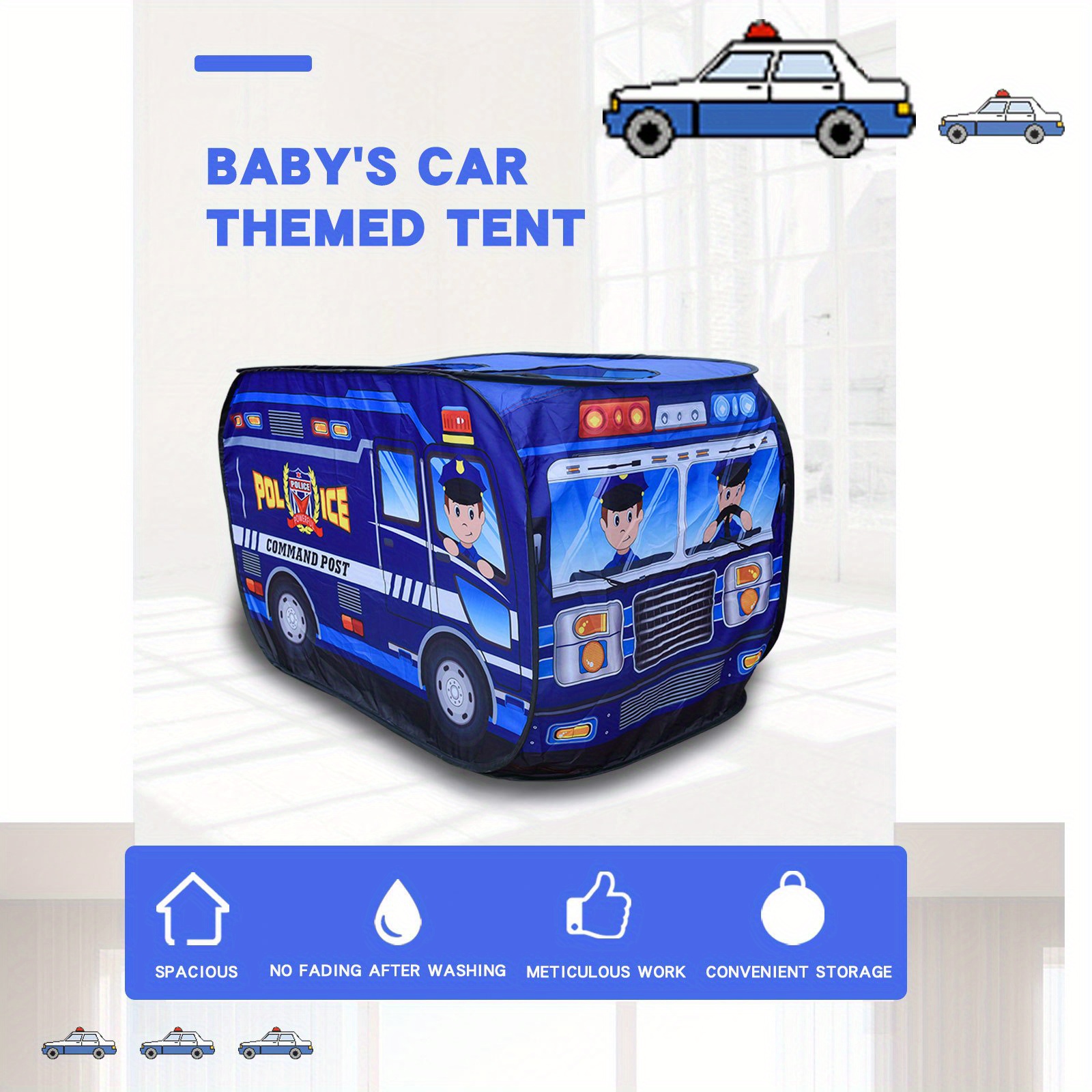 Tent Blue Police Car Skylight Indoor Outdoor - Temu Canada