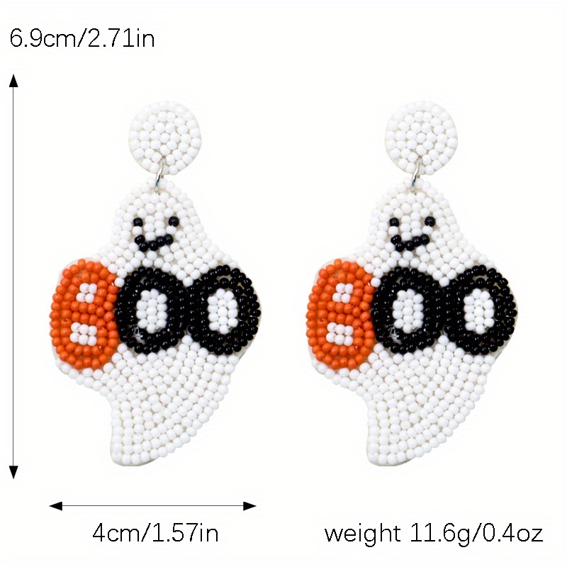 halloween beaded pumpkin/ ghost/ dangle earrings - Temu New Zealand