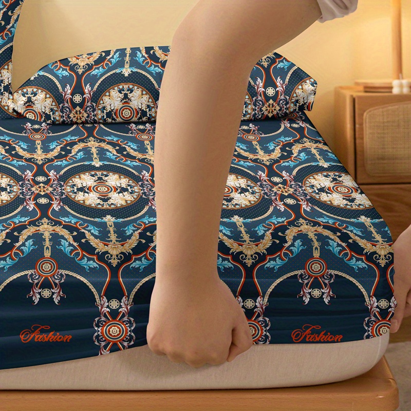 Bohemian Print Brushed Fitted Sheet Soft Comfortable Bedding Temu