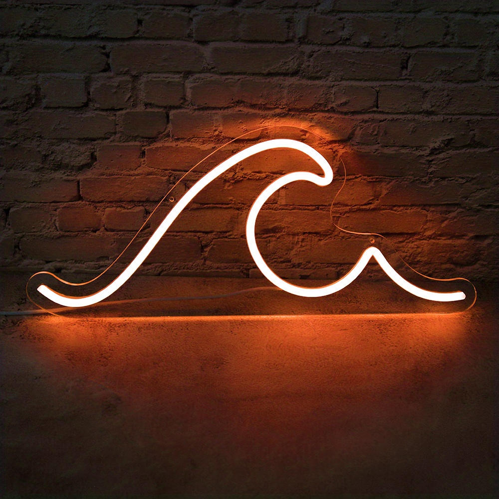 Wave Neon Sign Decoration Usb Powered Night Light Bedroom - Temu New ...