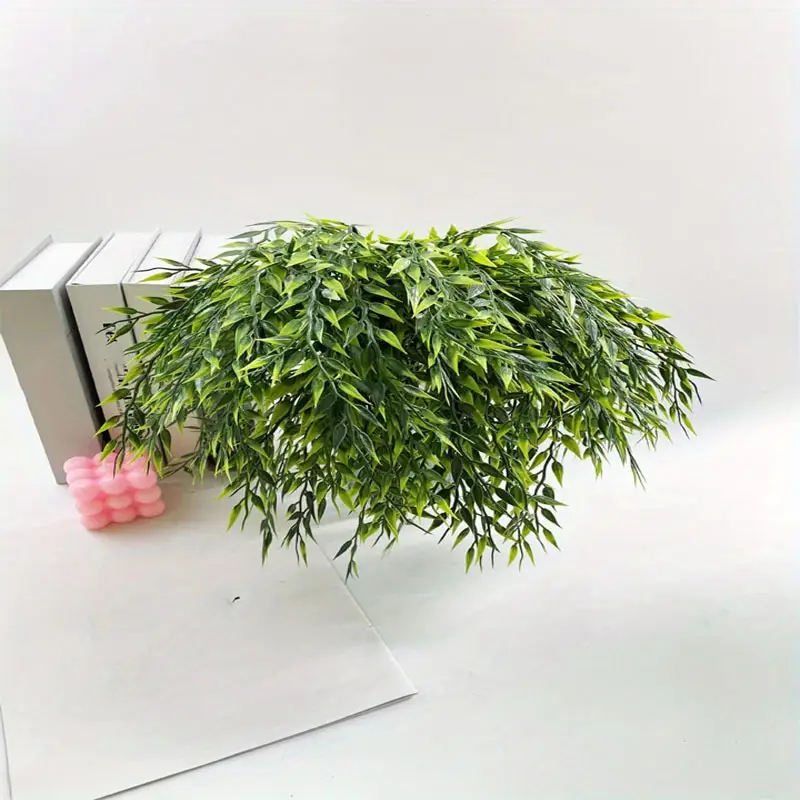 模擬柳の枝1個、枝編み細工品の緑の植物、本物の質感のフェイクグリーン植物、フェイクしだれ柳籐、壁掛けや天井の装飾に使用、リビングルームの結婚式