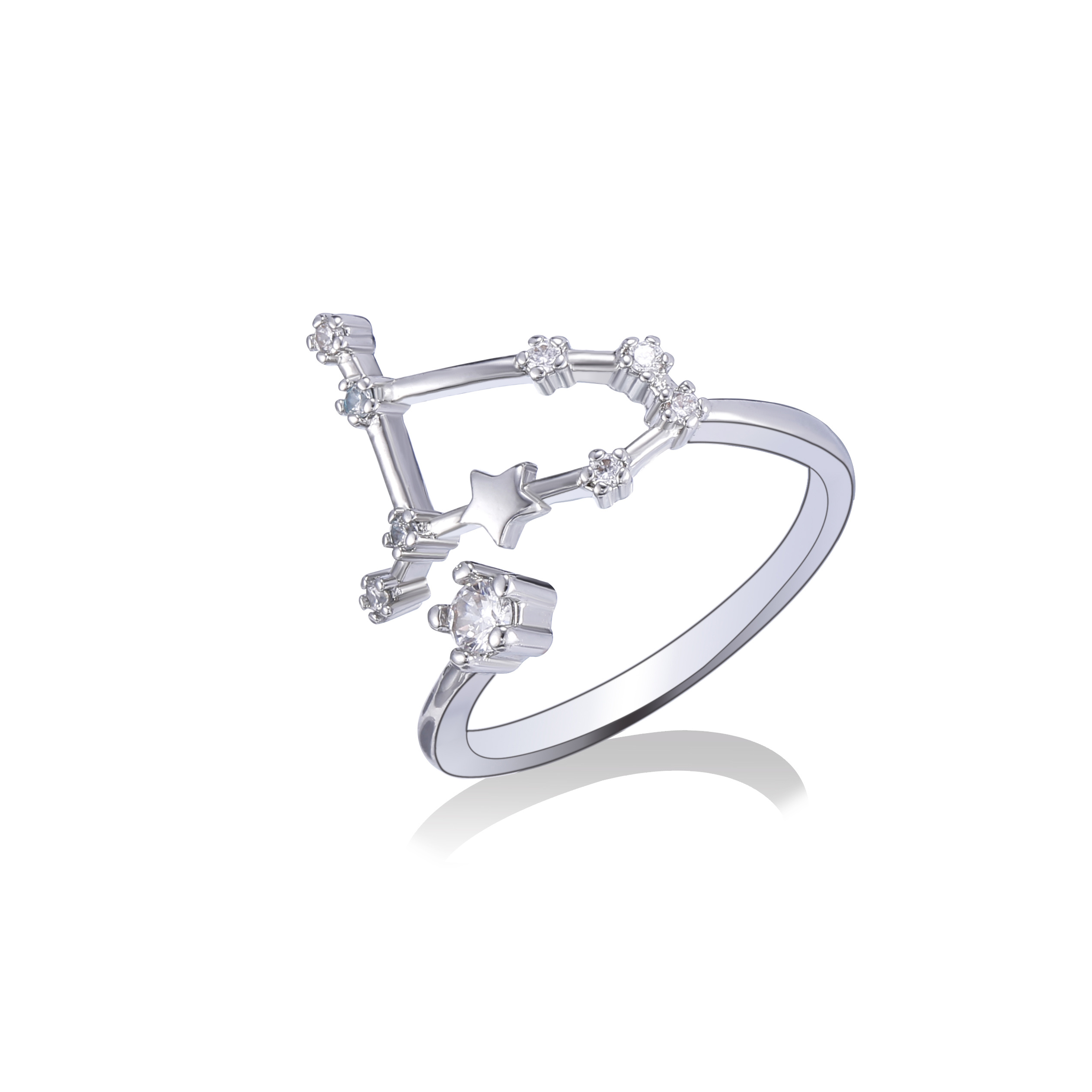 12 Constellations Design Ring Sparkling Gemini Lion Zodiac - Temu