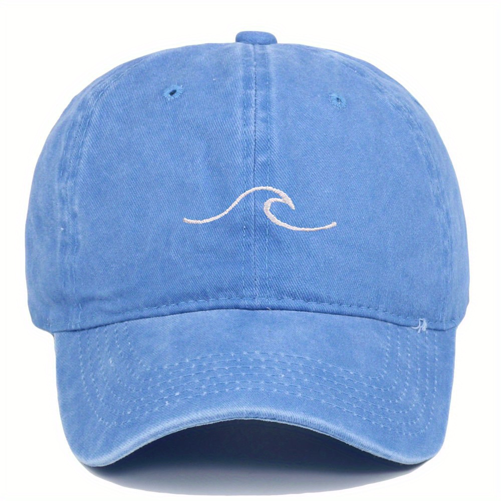 Wave Ripple Embroidery Baseball Cap Solid Color Washed - Temu United ...