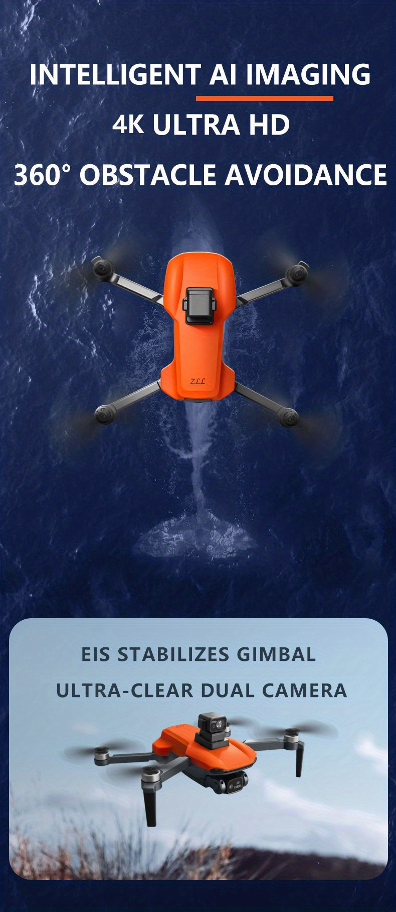 4k Cámara Drone Con 360° Evitación De Obstáculos, Posición GPS, EIS ...