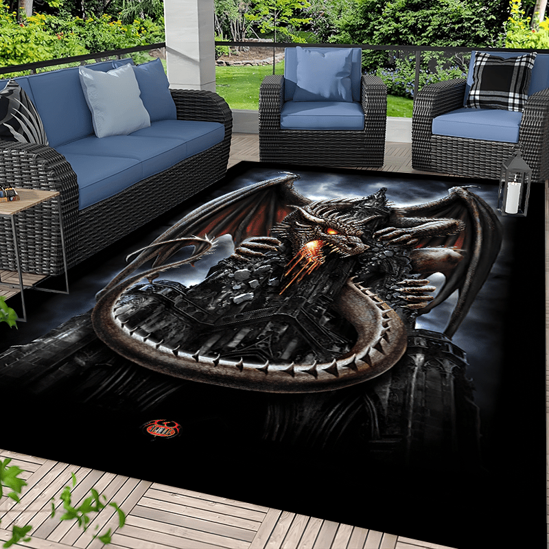 Black Dragon Non slip Resistant Rug Machine Washable - Temu Ireland