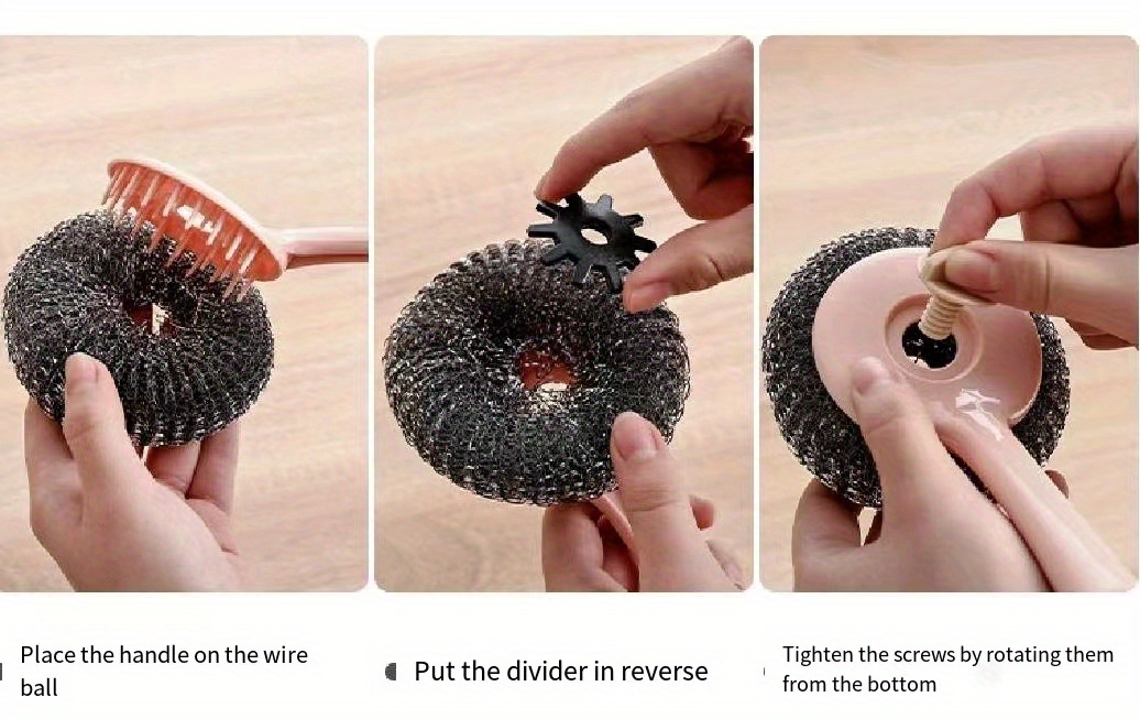 Steel Wire Ball Handle Stainless Steel Sponges Scrubbers - Temu