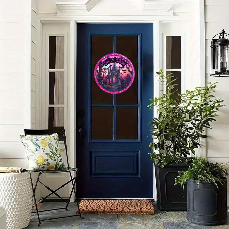Welcome Haunted House Faux Stained Glass Wreath - Temu Philippines