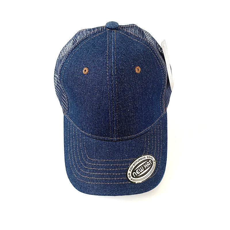 1pc Denim 5 Panel Mesh Back Breathable Mesh Baseball Cap For Outdoor ...