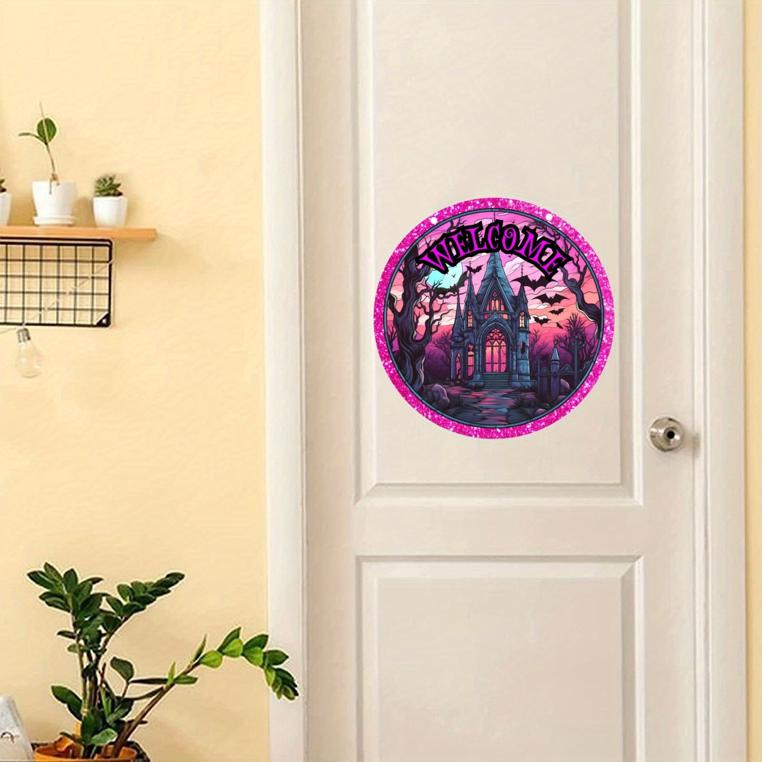 Welcome Haunted House Faux Stained Glass Wreath - Temu Philippines