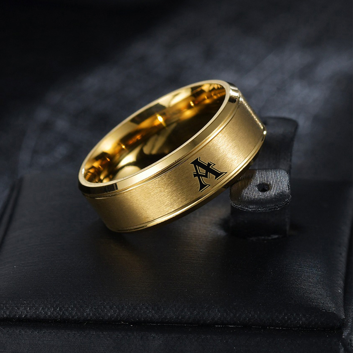 Fashion Trendy Simple 26 letter Stainless Steel Ring - Temu United Kingdom