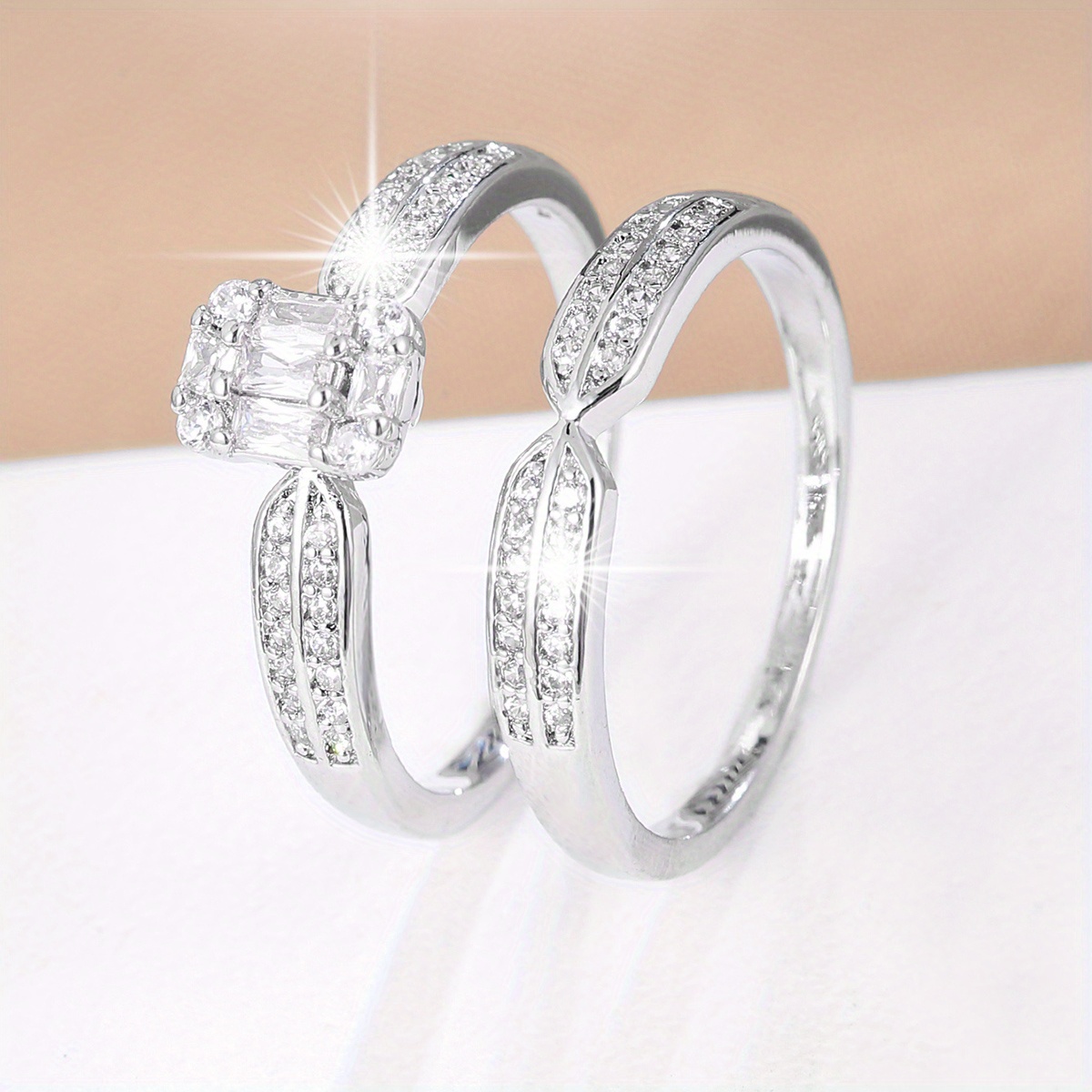 Classy Stacking Rings 18k Plated Paved Shining Zirconia - Temu United ...