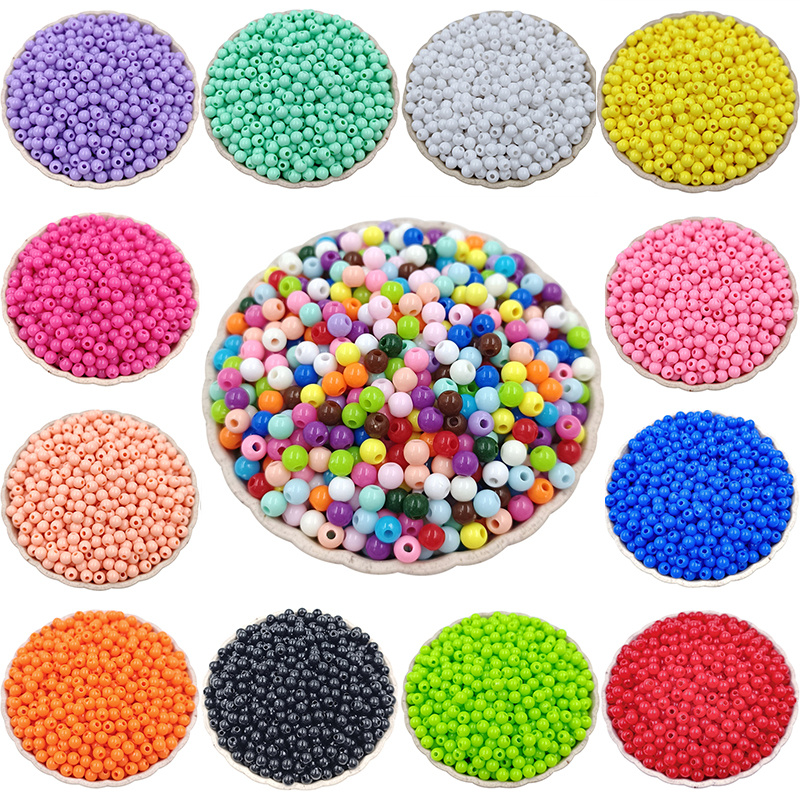 Solid Candy Colored Acrylic Small Round Beads Jewelry Making - Temu Canada