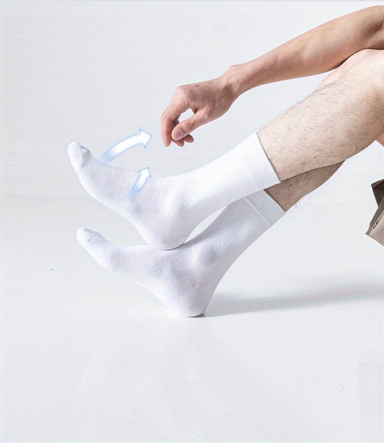 Men's Causal Plain Color Crew Socks Breathable Comfy Sweat - Temu ...