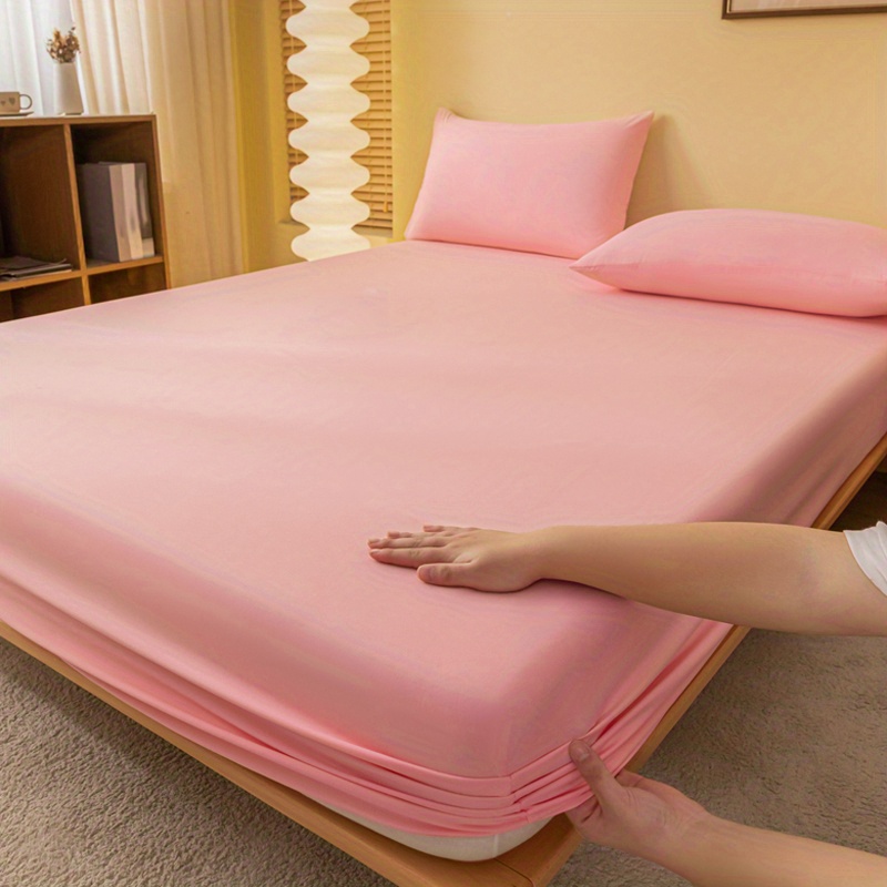 Brushed Fitted Sheet Soft Comfortable Solid Color Bedding - Temu United