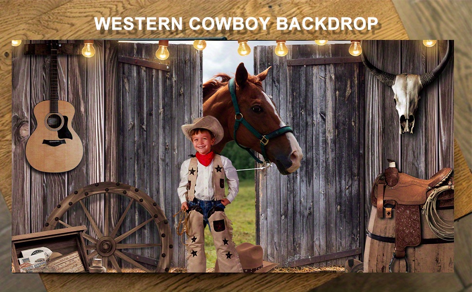 Western Cowboy Backdrop Party Decorations Wild West Rodeo - Temu Canada