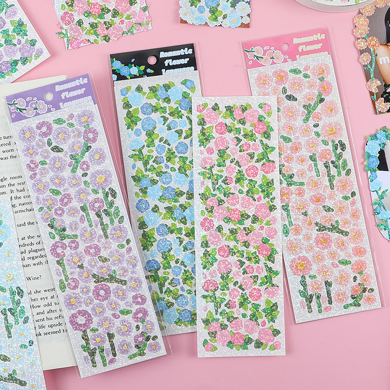 Romantic Flower Language Series Hand Account Stickers Laser - Temu Ireland