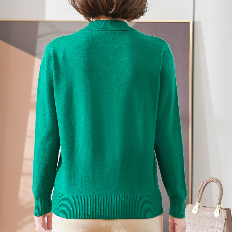 Floral Pattern Mock Neck Pullover Sweater, Elegant Long Sleeve Inner ...