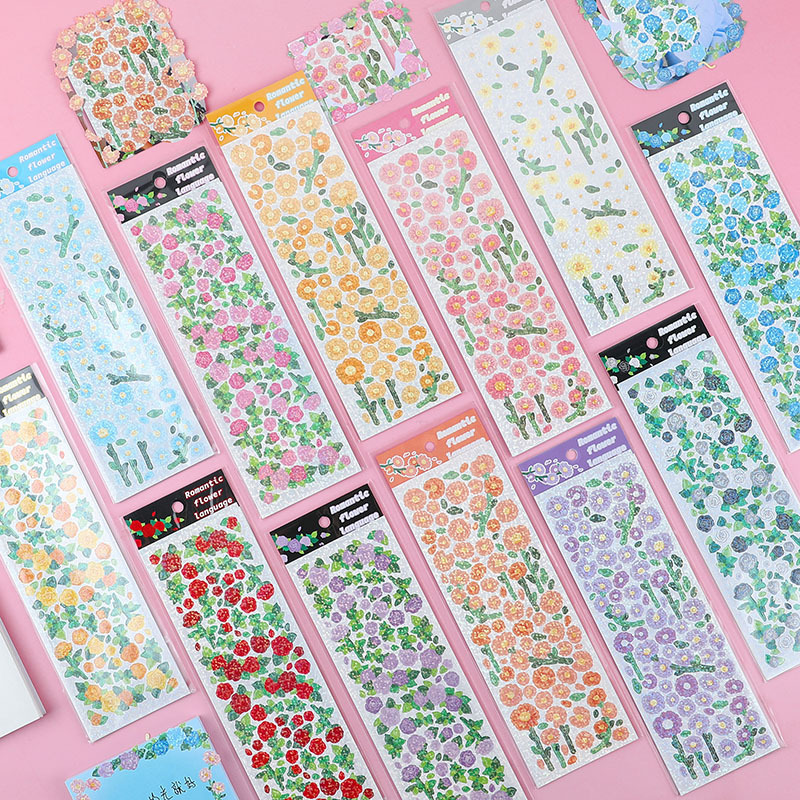 Romantic Flower Language Series Hand Account Stickers Laser - Temu Ireland