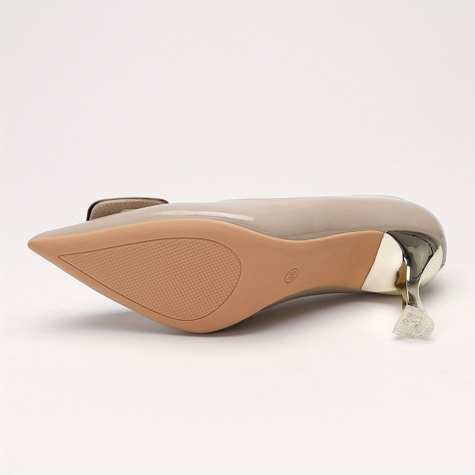 Metallic Buckle Decor Pumps Women s Pointed Toe Patent - Temu New Zealand