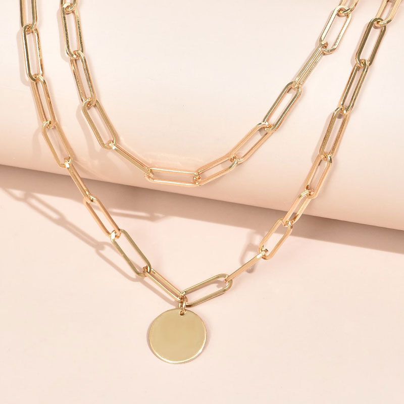 Punk Style Round Piece Pendant Paperclip Chain - Temu Canada