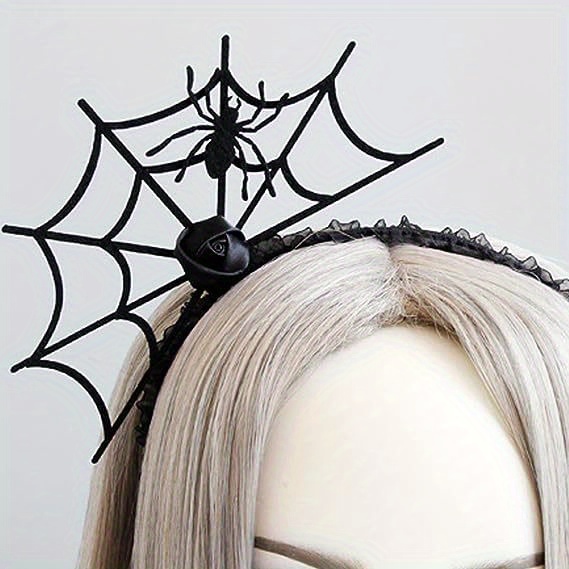 Halloween Horn Headband Spider Web Performance Festival - Temu Australia