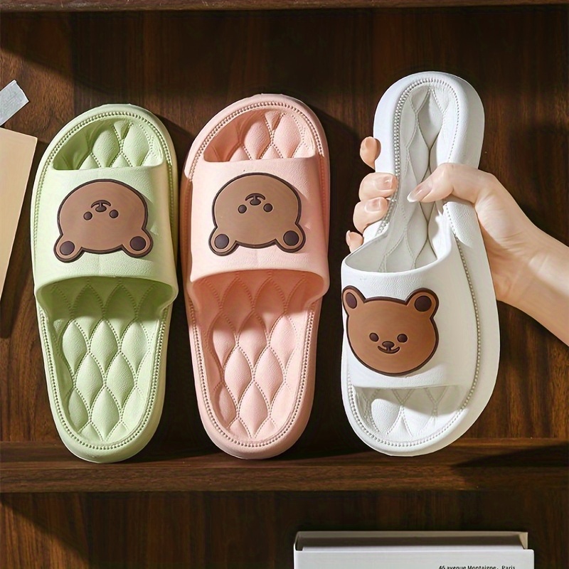 Kawaii Bear Pattern Cloud Slides Casual Slip On Soft Sole - Temu