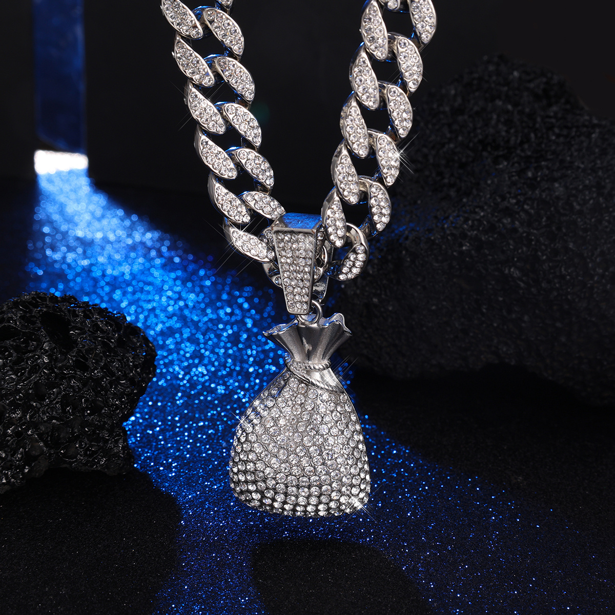 Dog Necklace Hip Hop Money Bag Chain With Cz Dollar Pendant Iced Out ...